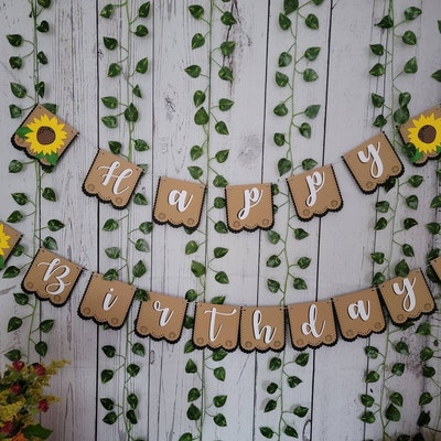 Sunflower Happy Birthday Banner - Etsy