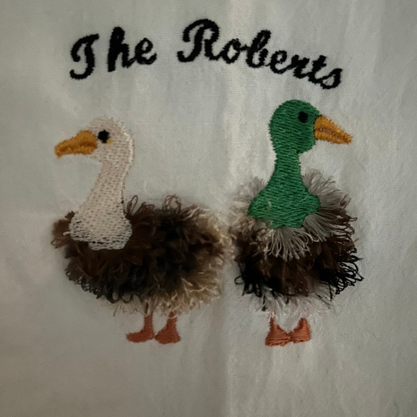 Fringed Fluffy Duck Farm Bird Animal SET of 2 Types Machine Embroidery ...