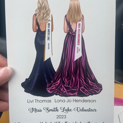 Personalized Pageant Sisters Portrait 5x7 8x10 Pageant Keepsake ...