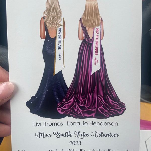 Personalized Pageant Sisters Portrait 5x7 | 8x10 Pageant Keepsake ...
