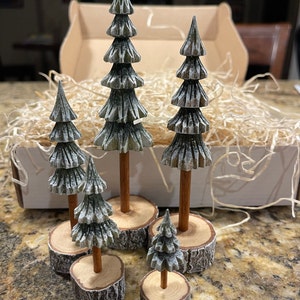 Hand Carved Green Pine Tree, Wood Carve Christmas Tree, Handmade Wooden ...