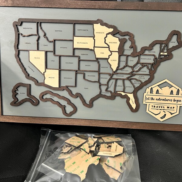 USA Travel Map, Wooden States Map, Travel Tracker, Wedding Gift - Etsy