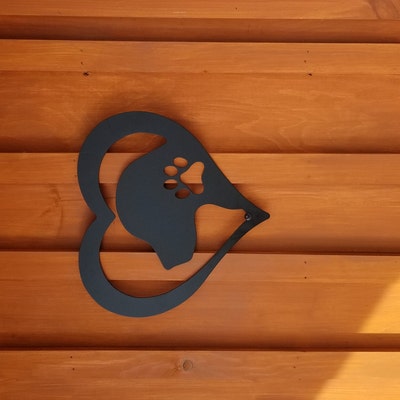 Dog Love Heart Metal Sign Dog Paw and Silhouette Steel Wall Hanging Dog ...