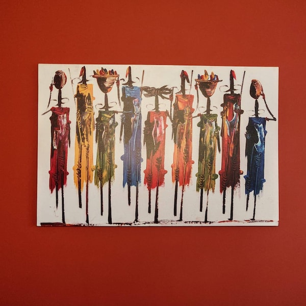 African Wall Art Colorful African Canvas Print Masai T Set For