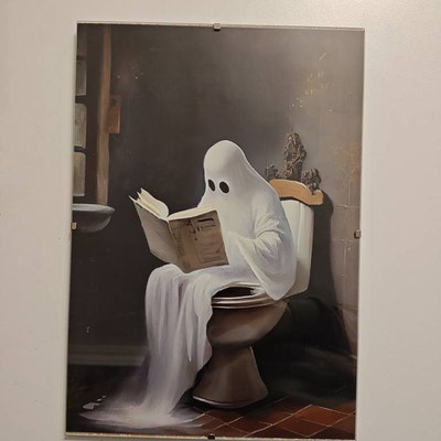 Ghost on Toilet, Ghost in Bathroom Print, Dark Academia, Vintage Poster ...