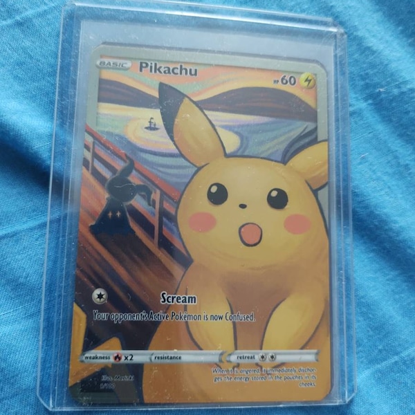 Holo the Scream Pikachu Pokemon Card/ Custom Holographic Pokémon Card ...