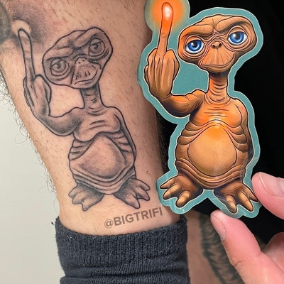 E.T. Middle Finger Vinyl Sticker - Etsy