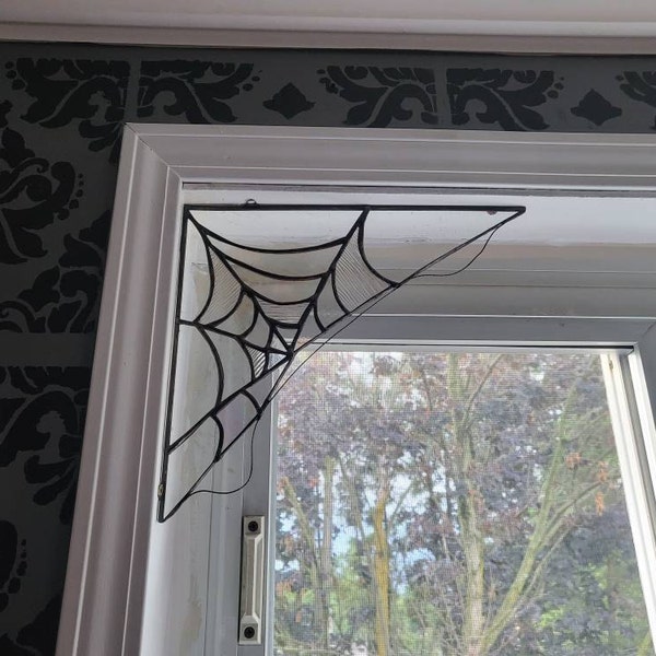 Whimsical Glass Spiderweb, Unique Home Decor, Corner Piece, Glass Panel ...