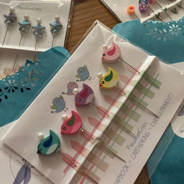 Fancy Pins Pin Toppers Decorative Sewing Pins Embellishment Pins Tea ...