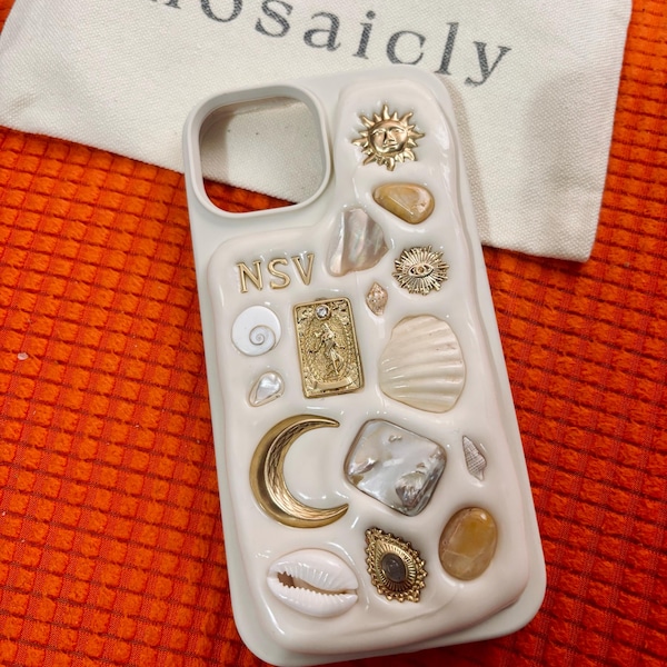 Leopard Shell Stone Mosaic Decoden Phone Case - Etsy