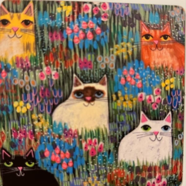 Cat LADY Magnet 3” X 3” - by Jenny Elkins - Cat Lover - Cat Lady - Blue ...