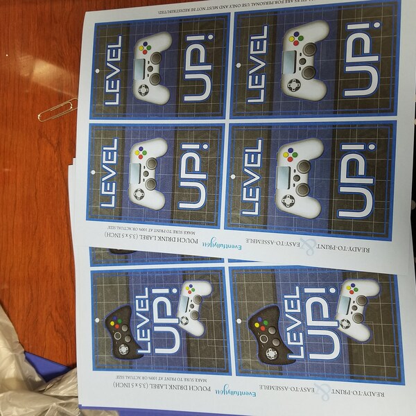 Gamer Party Drink 6 Oz. Juice Pouch Wrapper Labels, Video Game Party ...