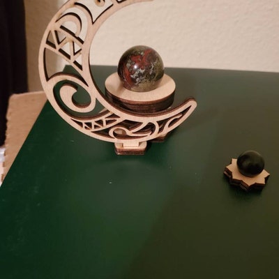 Crescent Moon Sphere Stand / Quality Handmade/ Wooden/ Crystal Ball ...