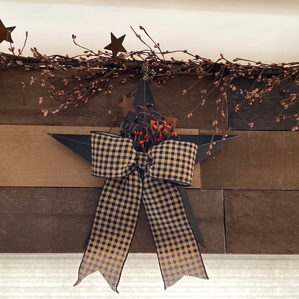 Black Metal Barn Star: Country Pip Berry Decor, 12" Rustic Bow - Etsy