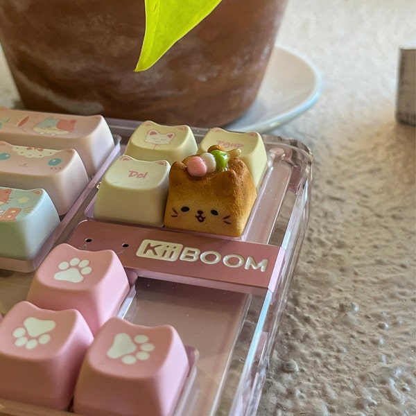Dango Cat Artisan Keycap –cute Bread Cat Keycap With Japanese Dango ...