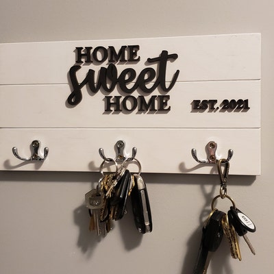 Key Holder for Wall / Personalized Key Hanger / New Home Sign / Family ...