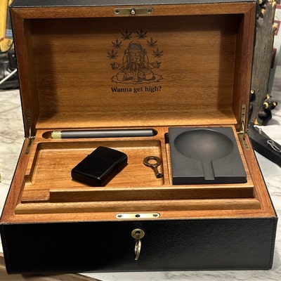 Smell Proof Ash Wood Stash Box Kit-elevate Your Cannabis Experience ...