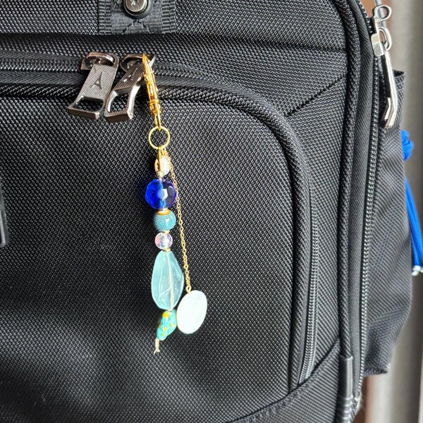 Bag Charm Keychains With Glass + Ceramic Beads, Gold Accents, and ...