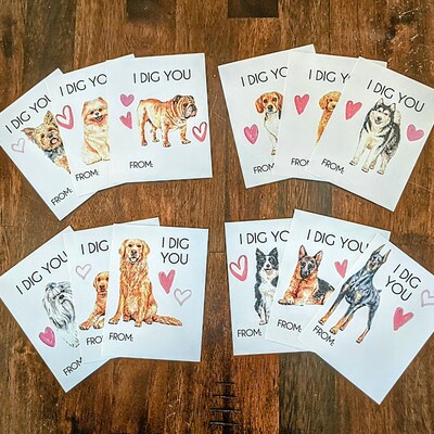 18 Instant Download Puppy Printable Valentine's Day Cards, Classroom ...