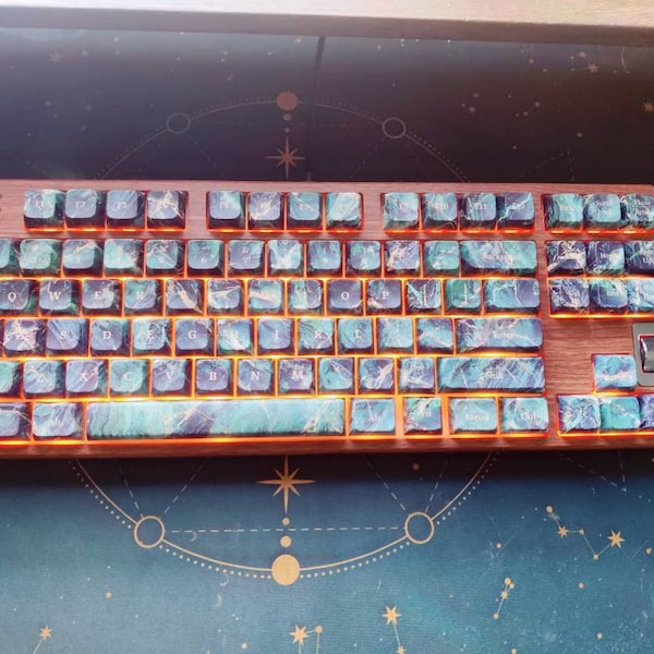 Green Marble Keycaps | 109 Cherry or XDA Profile Keys for Mechanical ...