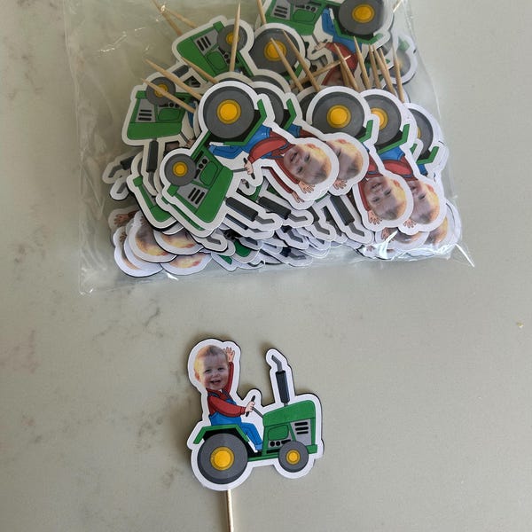Tractor Farmer Birthday Cupcake Toppers | Photo Cupcake Toppers ...