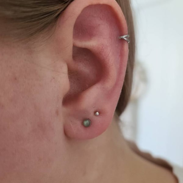 20G/18G Dot Flat Back Threadless Push Pin Labret Stud • Solid 925 ...