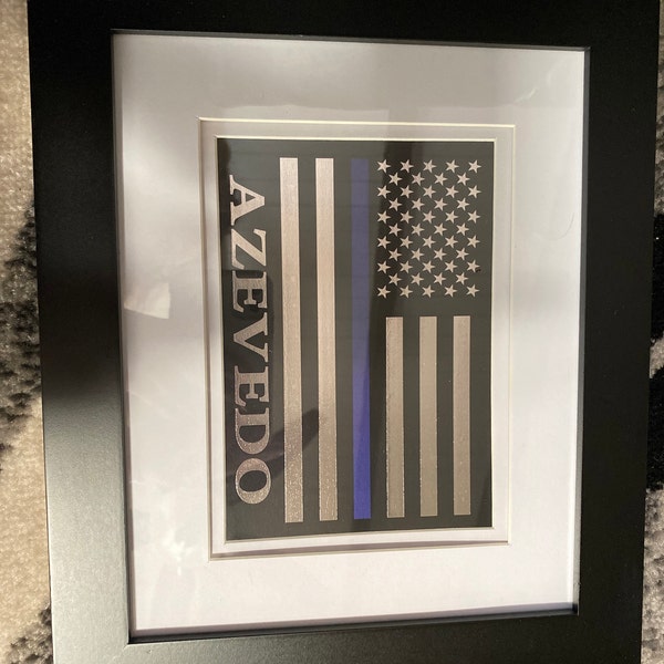Police Officer Gift, Personalized Thin Blue Line Flag - Etsy