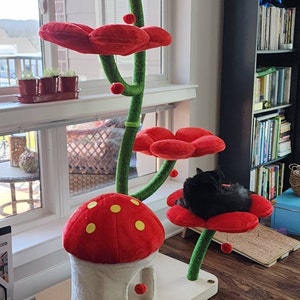 EDEN Wood Floral Cat Tree Tower, Wooden Cat Tower, Modern Cat Climbing ...