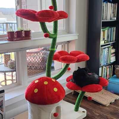 EDEN Wood Floral Cat Tree Tower Wooden Cat Tower Modern Cat Climbing ...