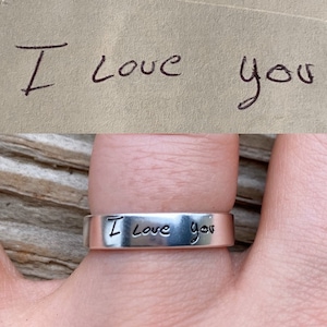 Actual Handwriting Ring / Custom Name Ring / Anniversary Rings | Etsy