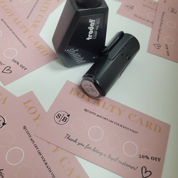 Custom Self Inking Stamp, Coffee Card Stamp, Small Loyalty Stamp, Custom Logo Stamp, Loyalty ...
