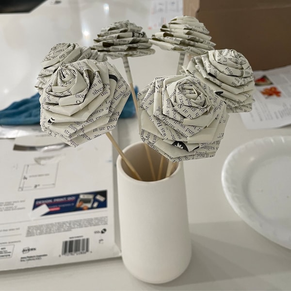 1 Dozen Fantasy Book Page Flowers - 6 or 12 Paper Roses - Wedding ...