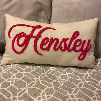 Personalized Baby Name Punch Needle Pillow, Baby Shower Gift, Nursery ...