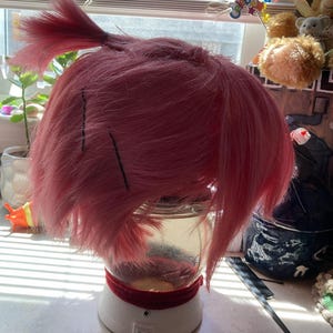 Black and Red Color Wig With Bangs for Natural Messy Mid-length Curly ...