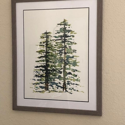 Watercolor Evergreen Trees Poster Prints Fine Art Textured - Etsy
