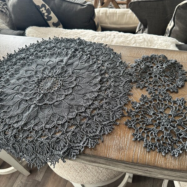 Set Gothic Doily, Crochet Black Doilies Like Dark Home Decor - Etsy