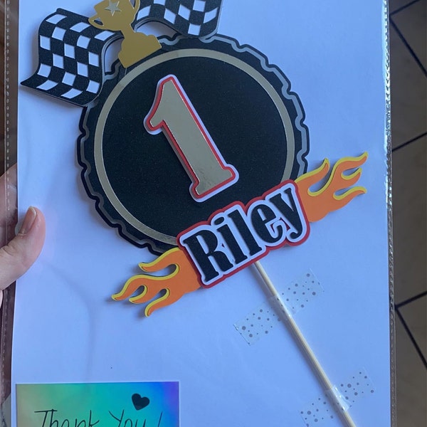 Personalised Racing Car Cake Topper Boys Girls Race Car Theme Birthday ...
