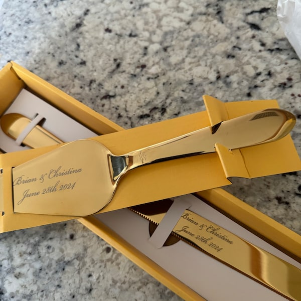 Personalized Wedding CAKE CUTTING SET Gold Silver Cutter Server Knife ...