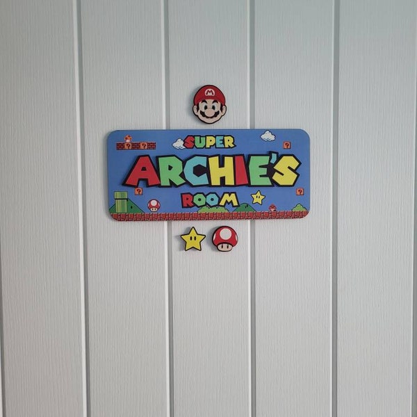 Mario Personalised Door / Room / Games Room Sign - Etsy