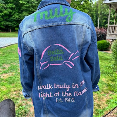 Greek Customized Longline Denim Jacket - Etsy