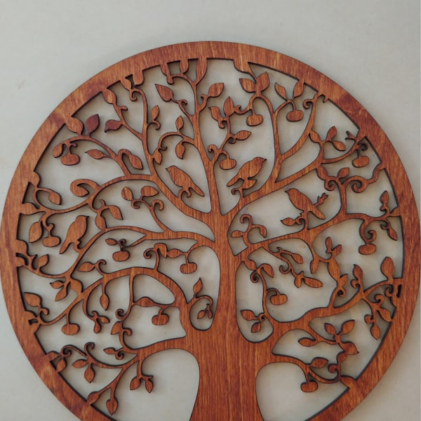 Large Round Tree of Life With Birds Wall Art svg Cdr Pdf Dxf Files ...