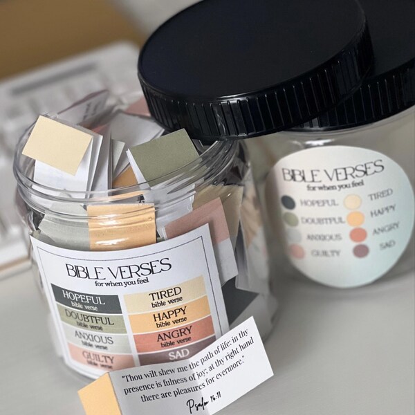 DIY Scriptures Jar Color Coded Bible Verses for Emotions Christian ...