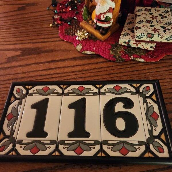 House Numbers Address Tiles Framed Set Custom Address Tiles Sign Hand ...