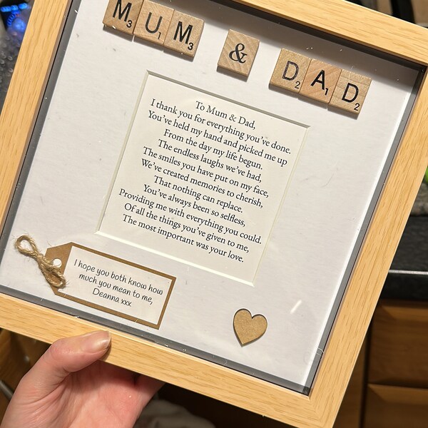 Mum & Dad Poem Frame. Mum and Dad Gift. Parents Frame. - Etsy UK