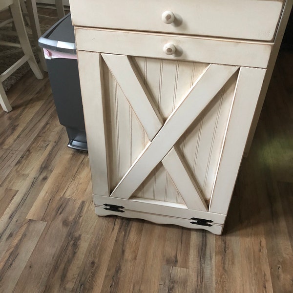 Amish Handmade Tilt-out Trash Can | Rustic Barn Door Cabinet, 50 Qt - Etsy