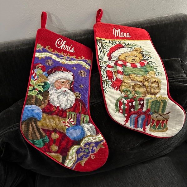 Needlepoint Christmas Stockings – Personalized Embroidered Stockings ...