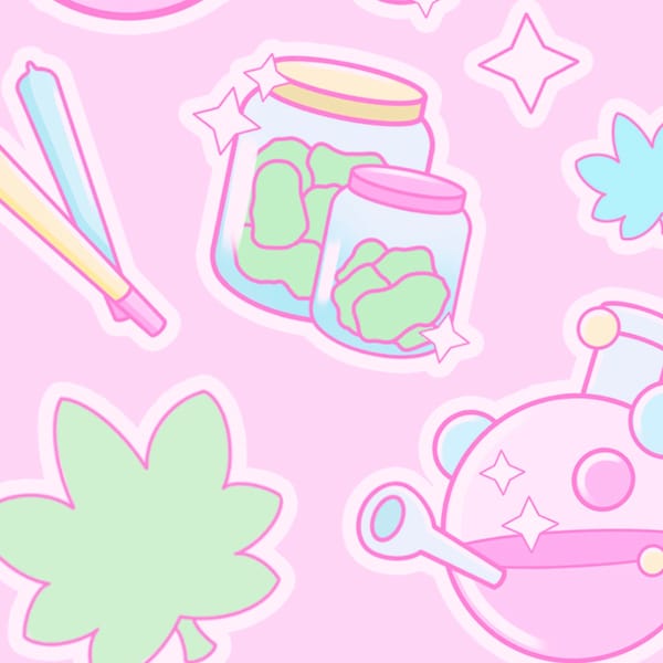 Kawaii 420 Digital Phone Wallpaper Cute Marijuana Phone Background, 420 ...