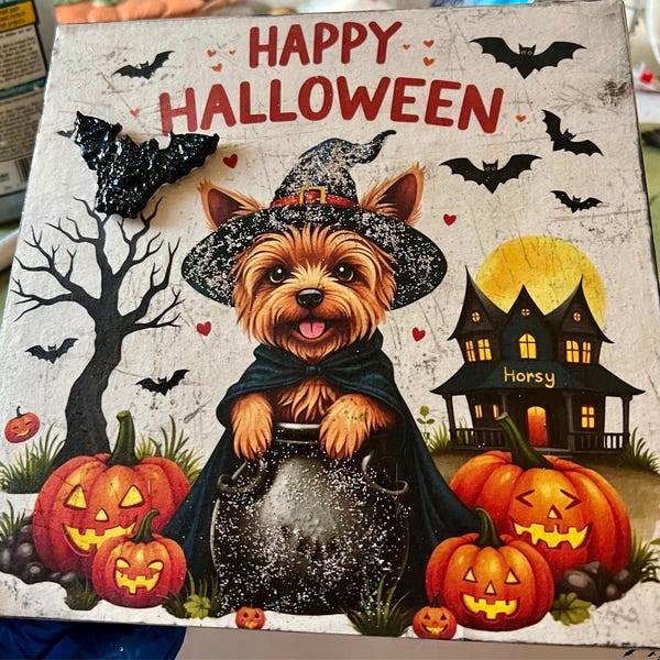 Cute Halloween Yorkie Digital Print, Halloween Digital Download, Spooky ...