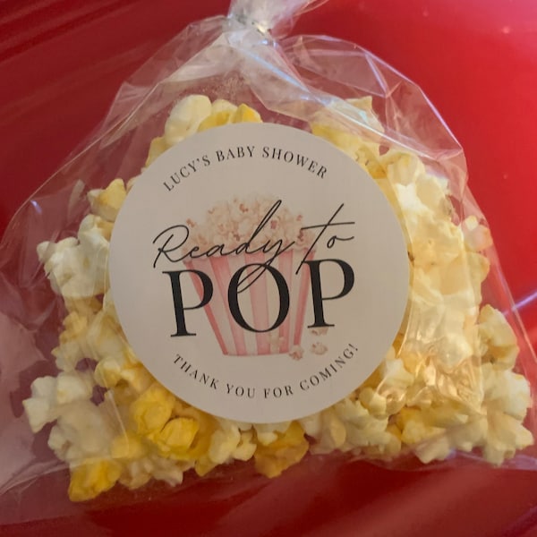 Thanks for Popping By, Personalized Popcorn Favor Stickers, Round Favor ...