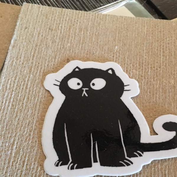 Black Cat Vinyl Stickers // Cat Laptop Stickers // 3" Weatherproof ...